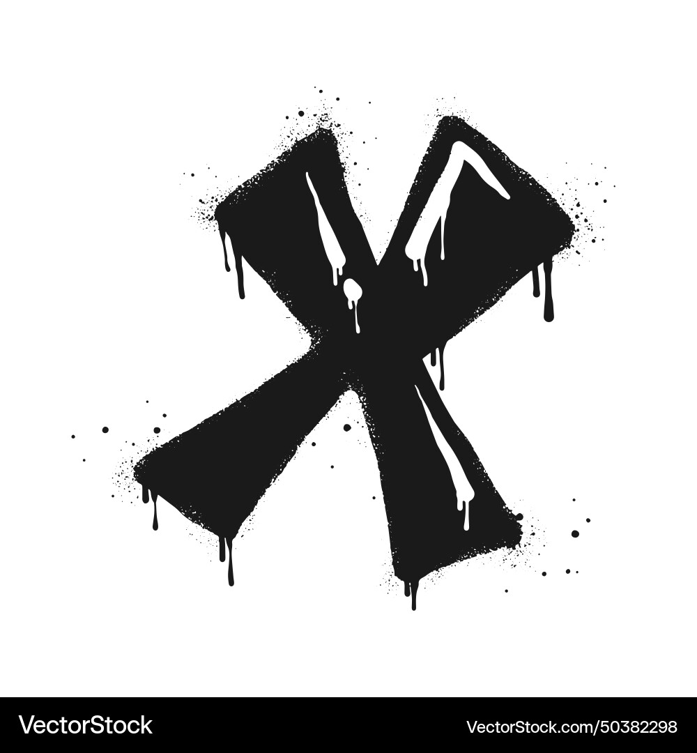 Spray painted graffiti check mark in black over Vector Image