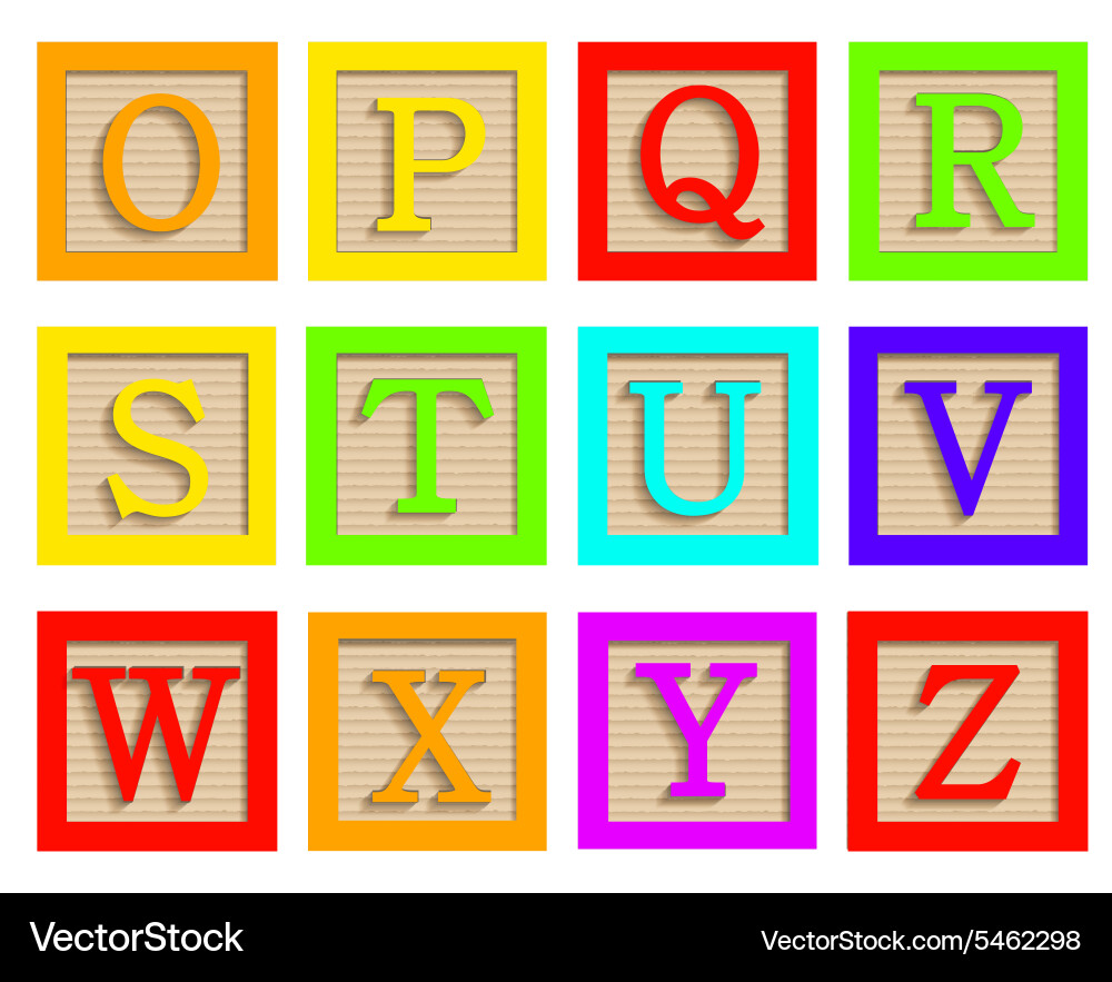 Wooden Alphabet Blocks Set Royalty Free Vector Image