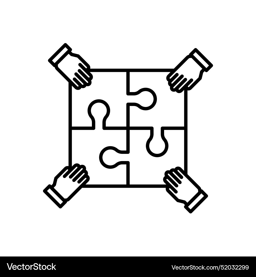 Collaboration linear logo mark in black and white Vector Image
