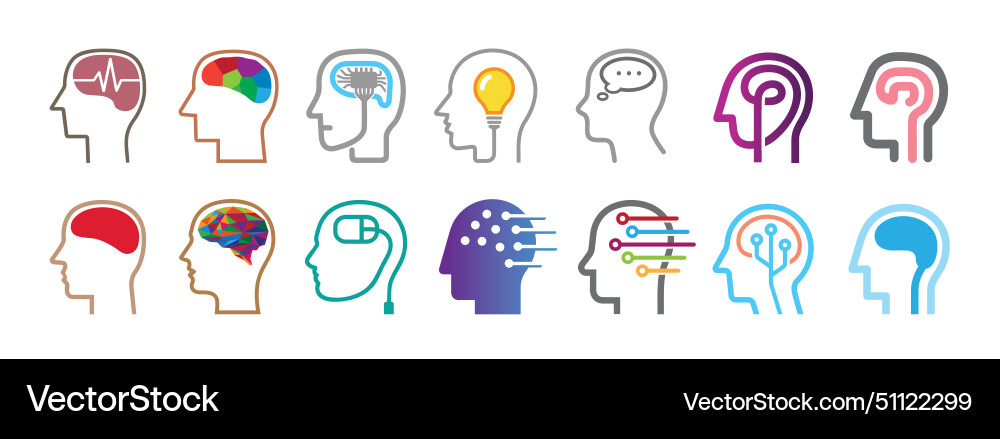 Creative human brains collection logo icons Vector Image