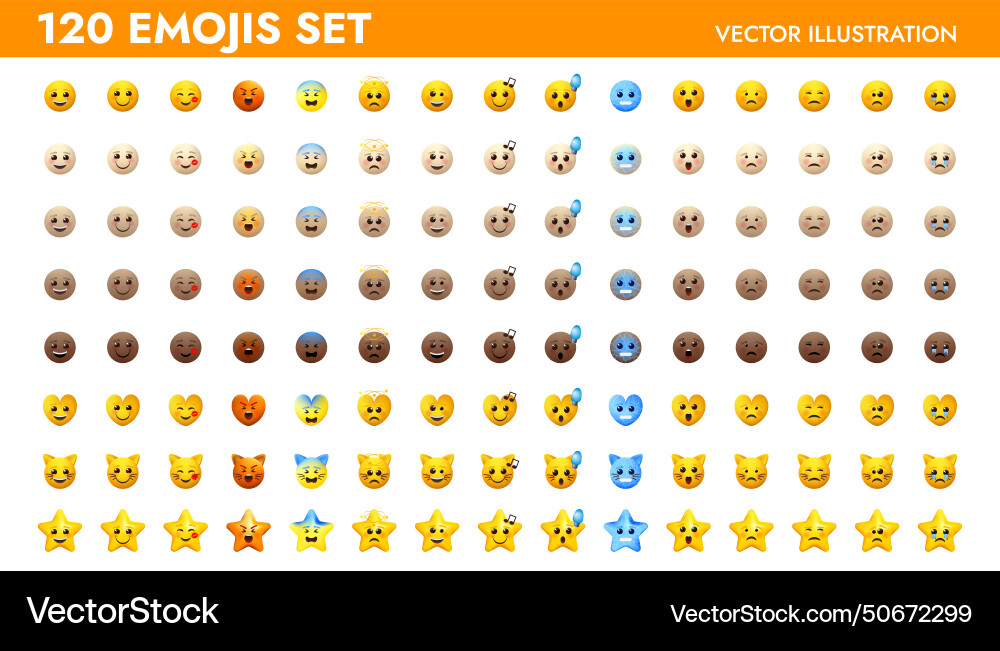Emoji set design emoticons pack Royalty Free Vector Image