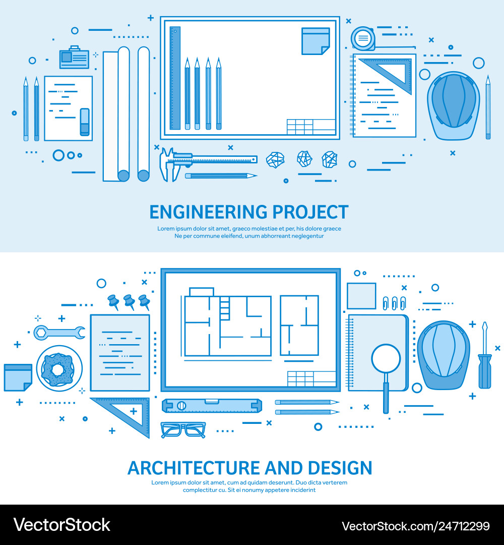 Engineering and architecture drawing construction Vector Image