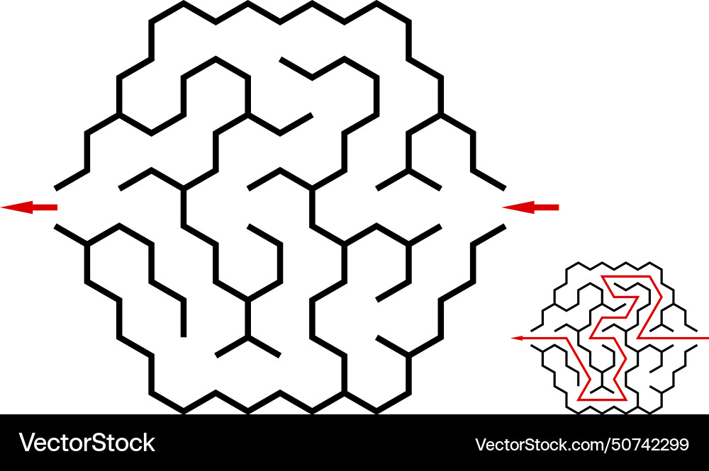 Extra easy hexagonal labyrinth children Royalty Free Vector