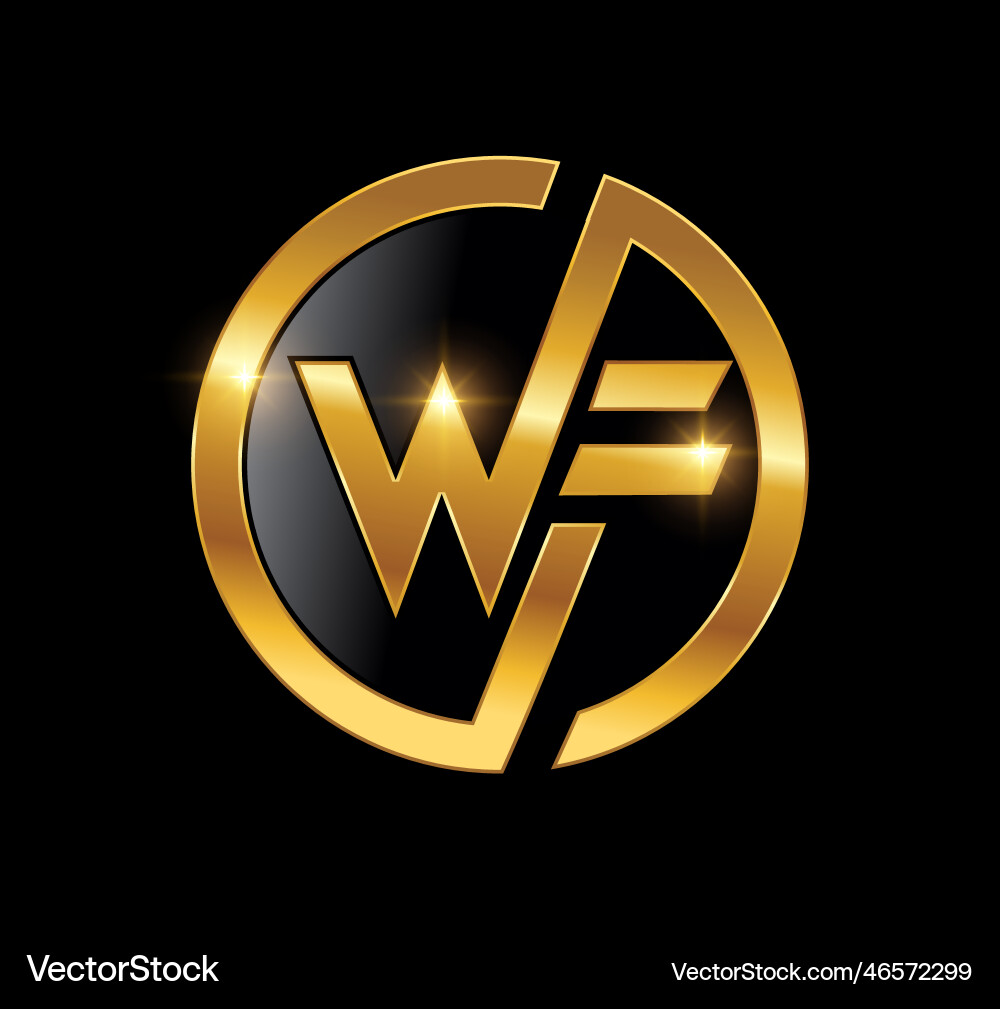 Golden WF Monogram Logo Royalty Free Vector Image