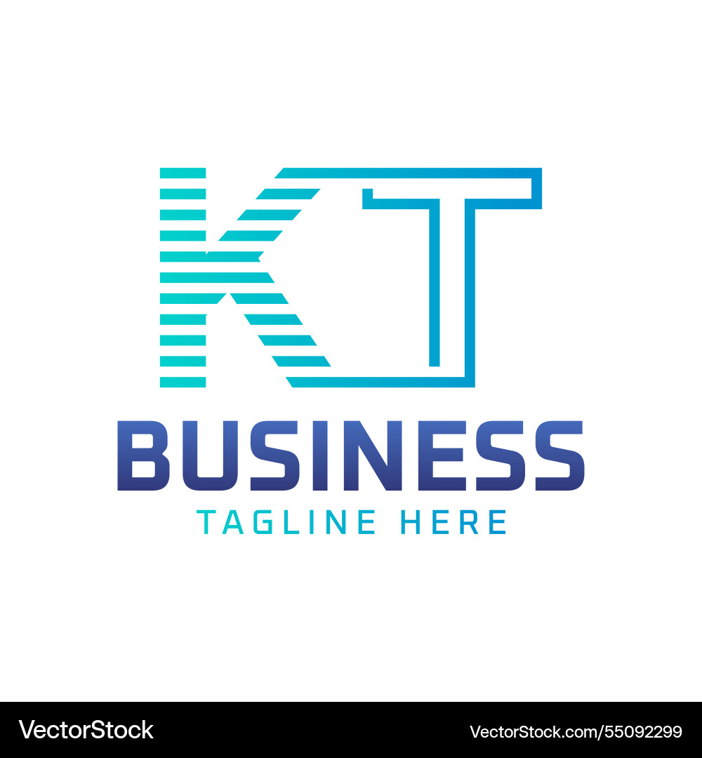 Kt logo design sleek modern letter Royalty Free Vector Image