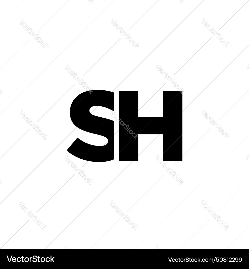 Letter s and h sh logo design template minimal Vector Image