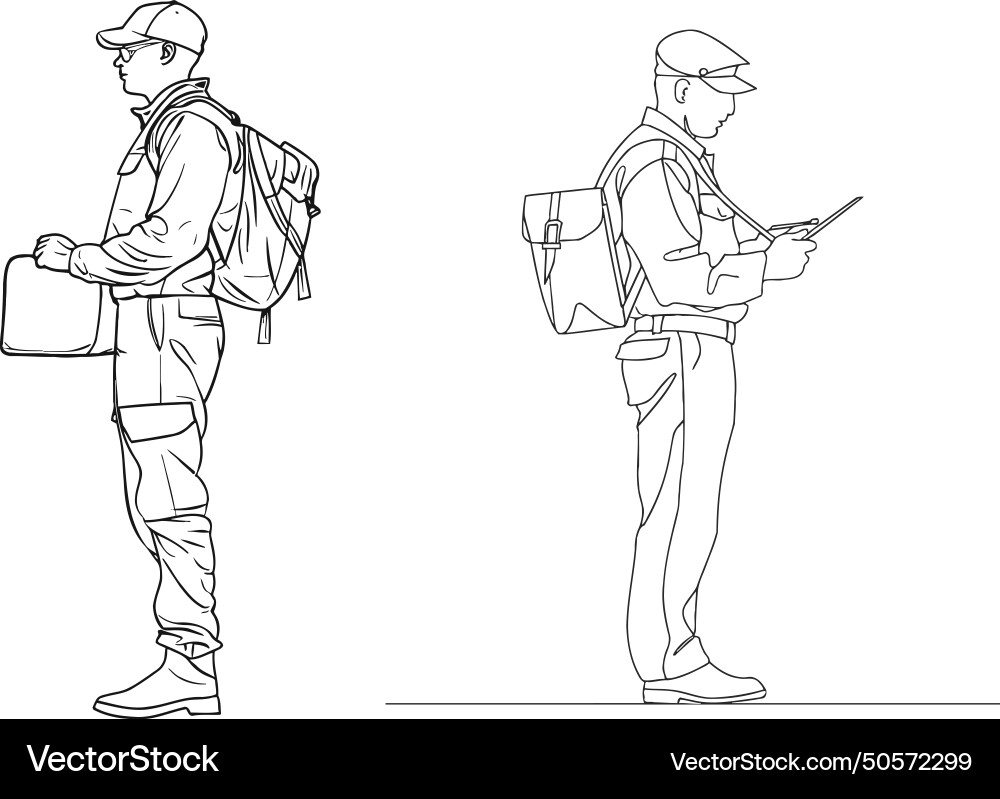 Line art of mailman Royalty Free Vector Image - VectorStock