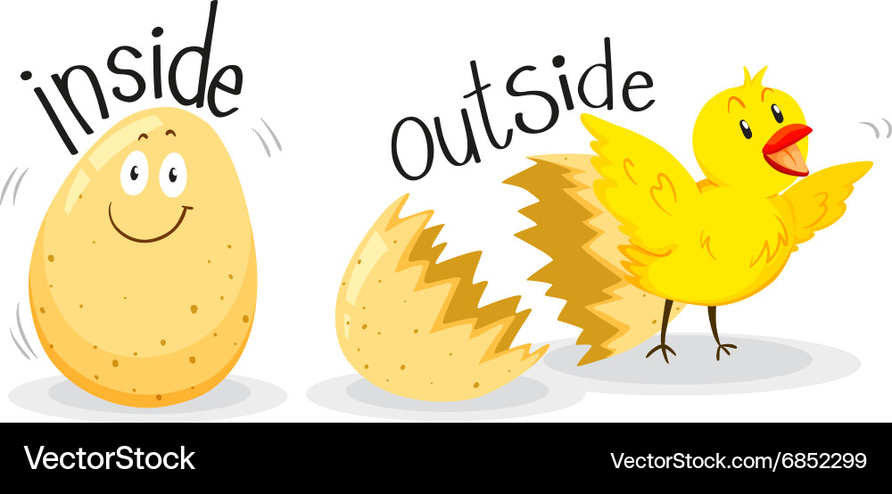 Opposite adjectives with inside and outside Vector Image
