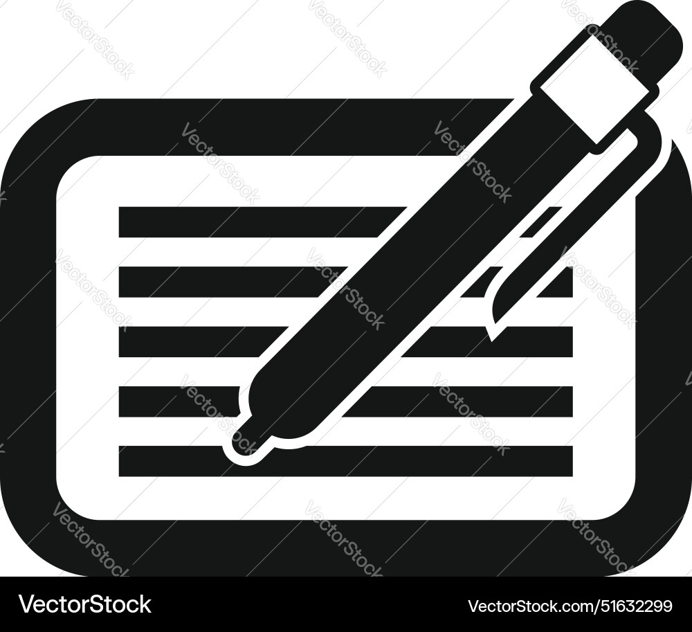 Pen writing on paper pad icon simple style Vector Image
