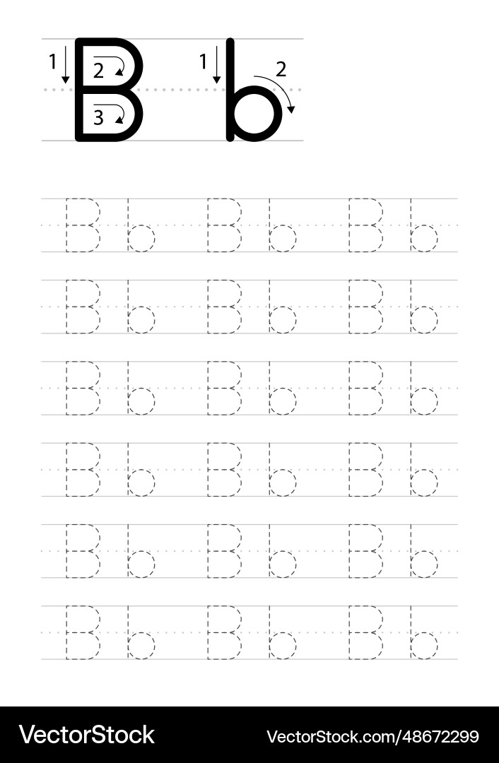 Bedruckbarer Buchstabe b Alphabet nach Arbeitsblatt