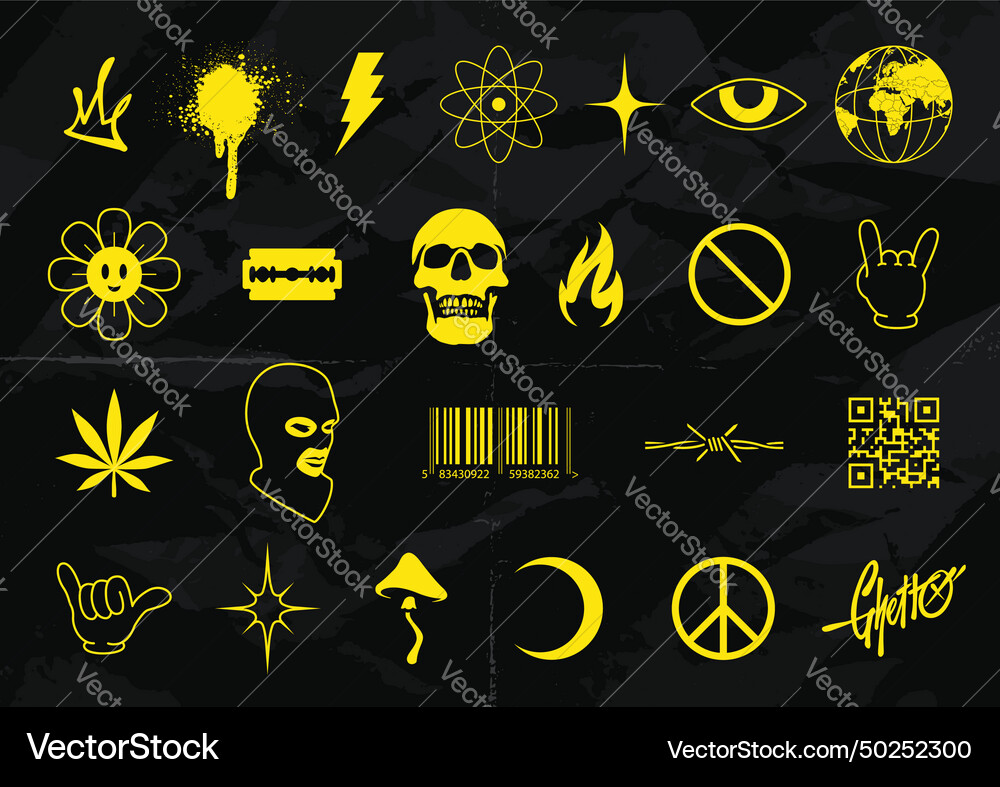 Acid art modern design elements set Royalty Free Vector