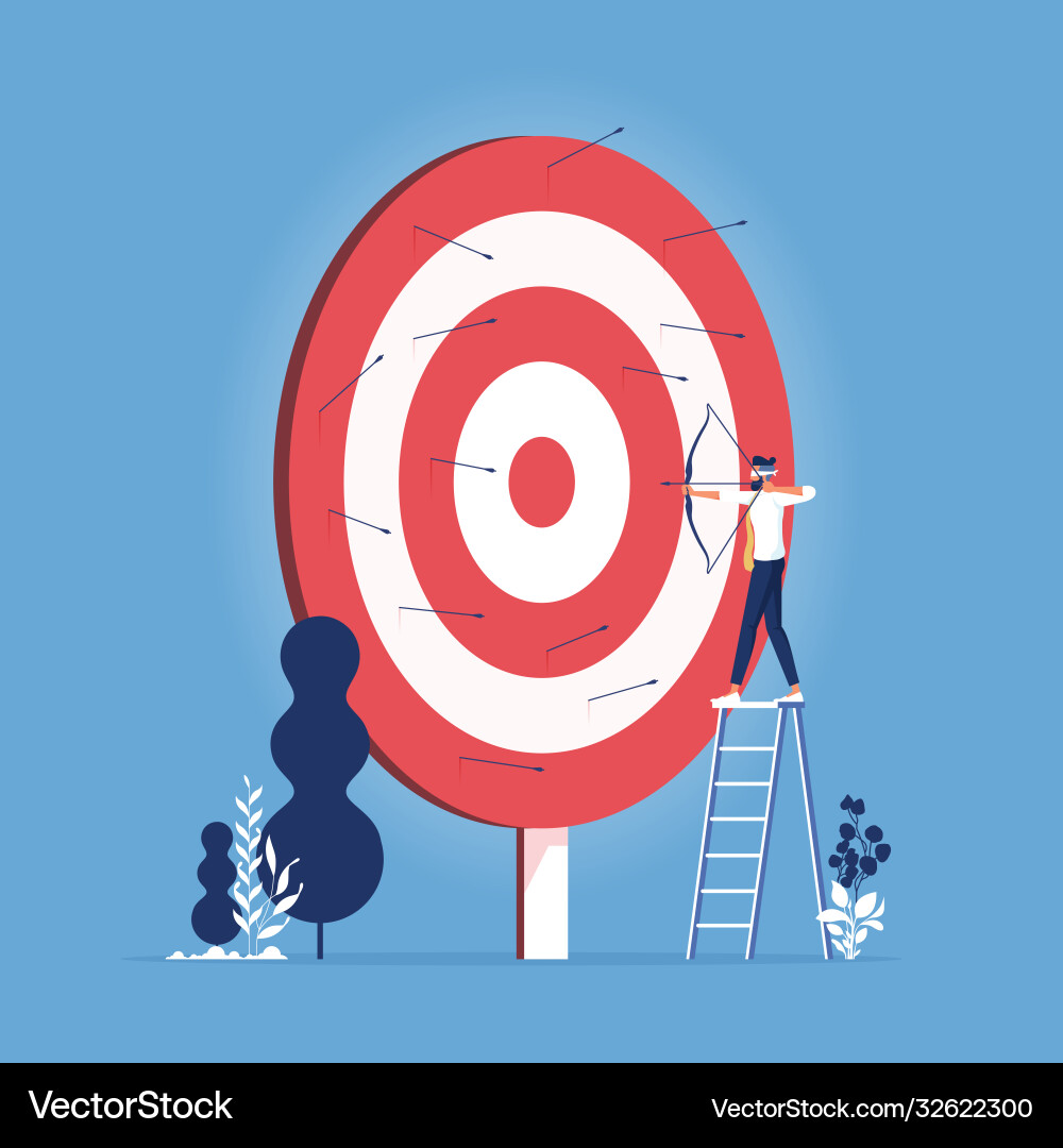 Blindfolded Businessman Missing Target Royalty Free Vector