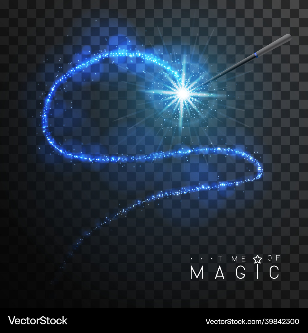 Magic wand with blue glowing shiny trail Vector Image