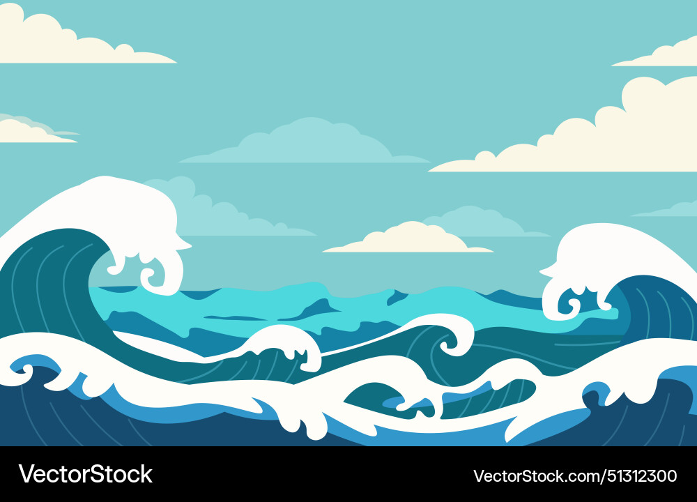 Nature landscape background with blue sea ocean Vector Image