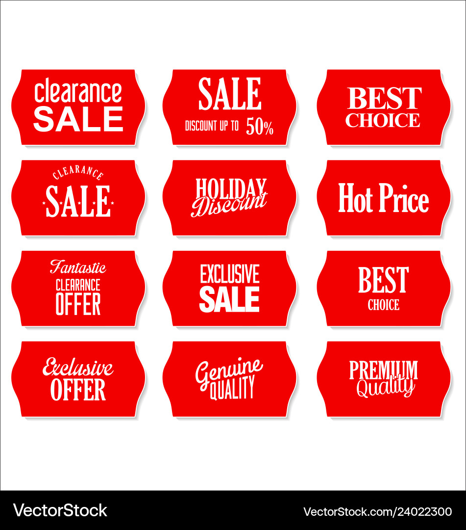 Red price labels collection Royalty Free Vector Image