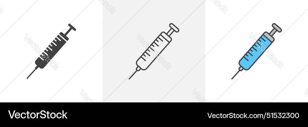 Syringe icon set flu shot injector symbol Vector Image