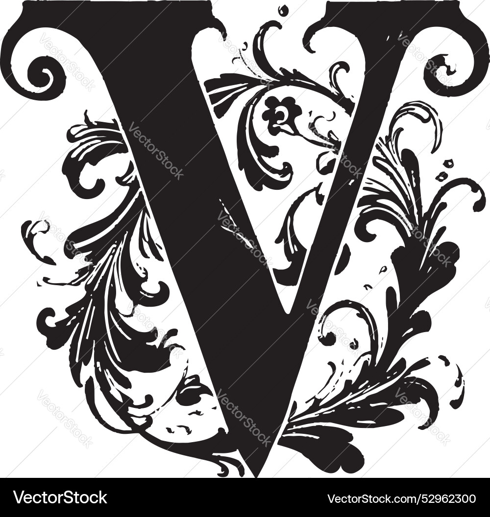 Vivid aura radiant font v decor virtuoso script Vector Image