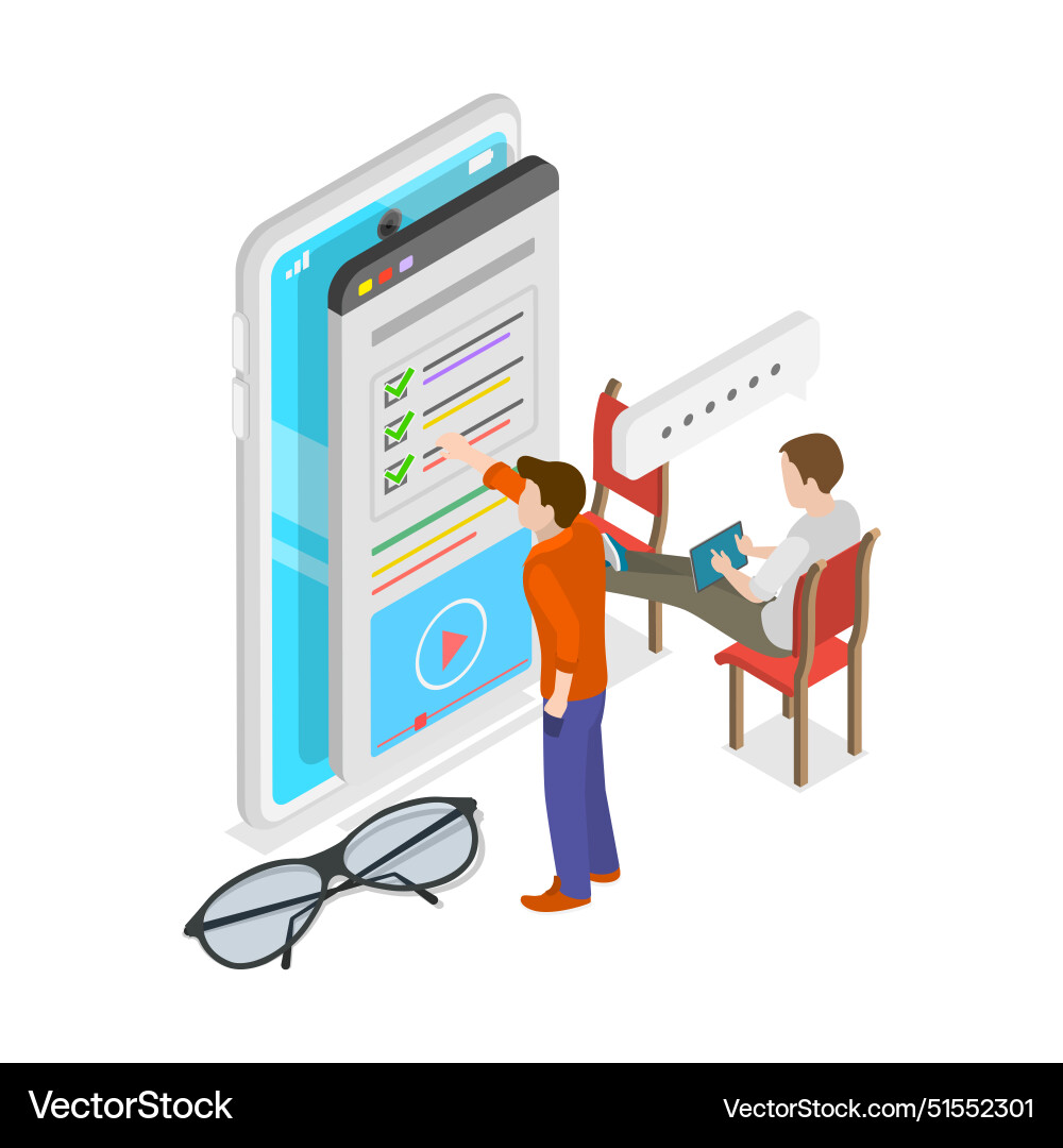 3d isometric flat of customer Royalty Free Vector Image