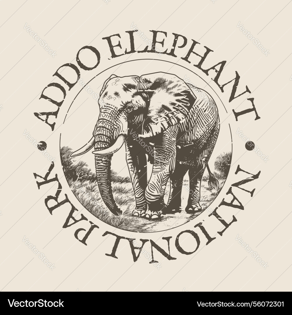 Addo elephant national park stamp Royalty Free Vector Image