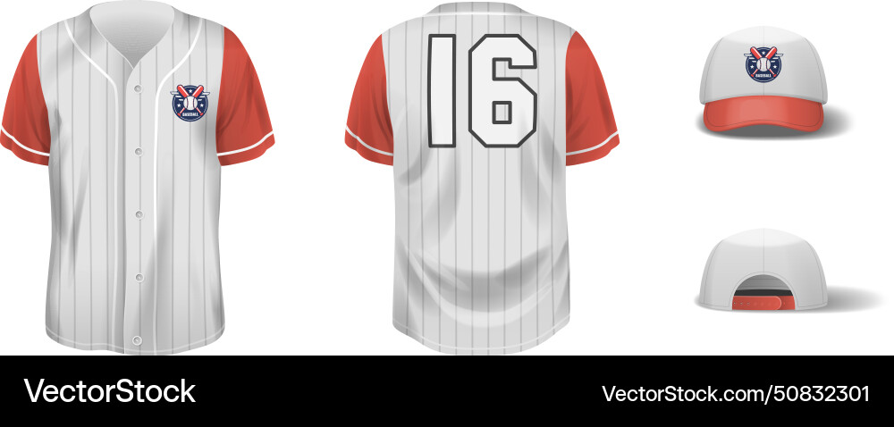 Baseball uniform realistic set Royalty Free Vector Image