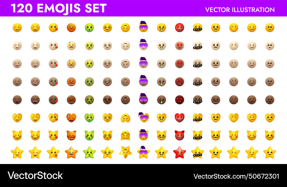 Emoji set design emoticons pack Royalty Free Vector Image