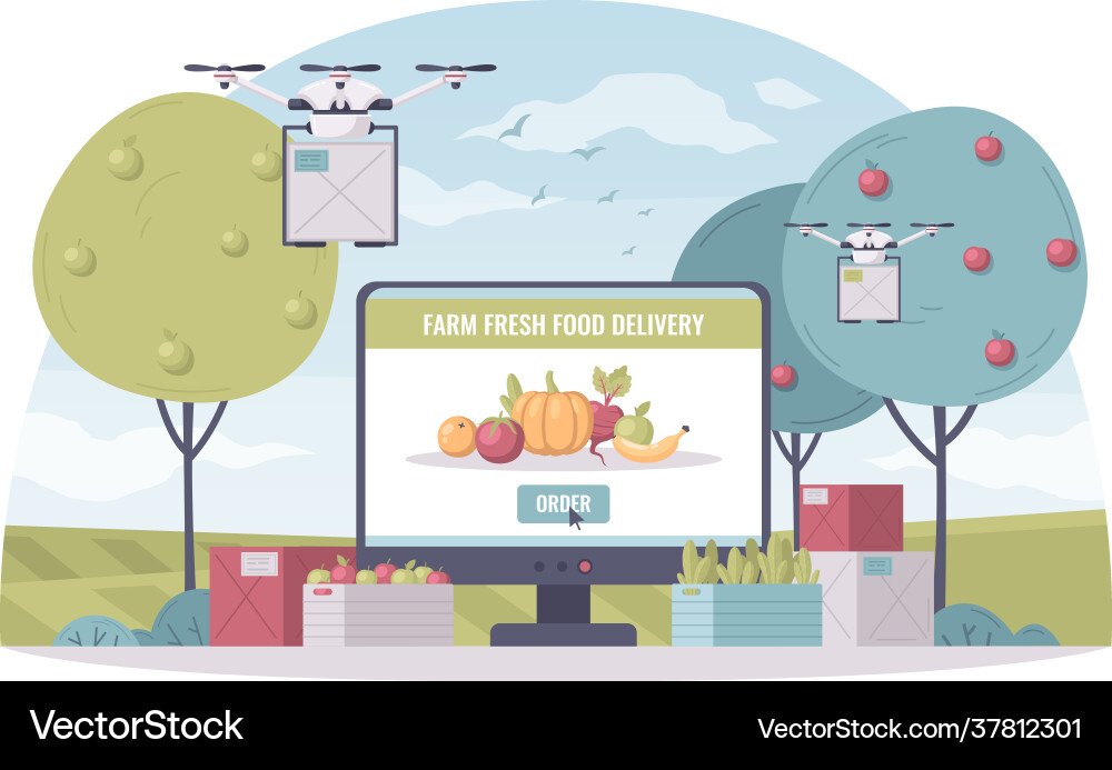 Farm food delivery composition Royalty Free Vector Image