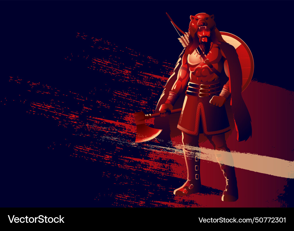Grunge red ancient warrior viking berserker Vector Image