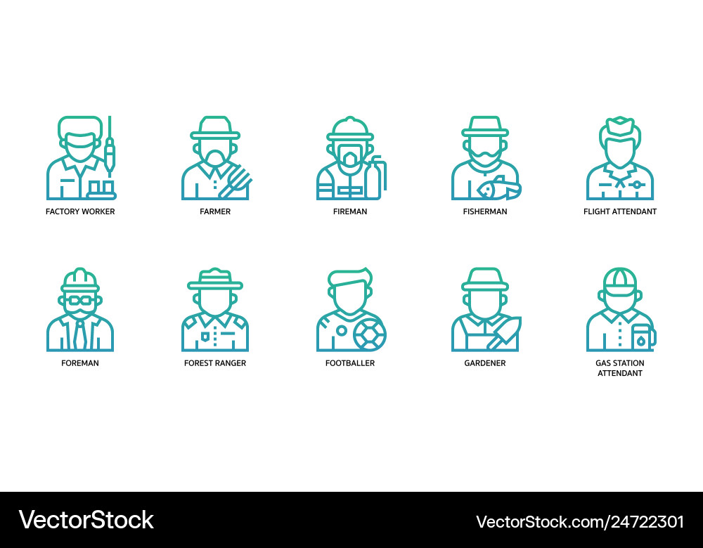 Jobs and occupations icons set Royalty Free Vector Image