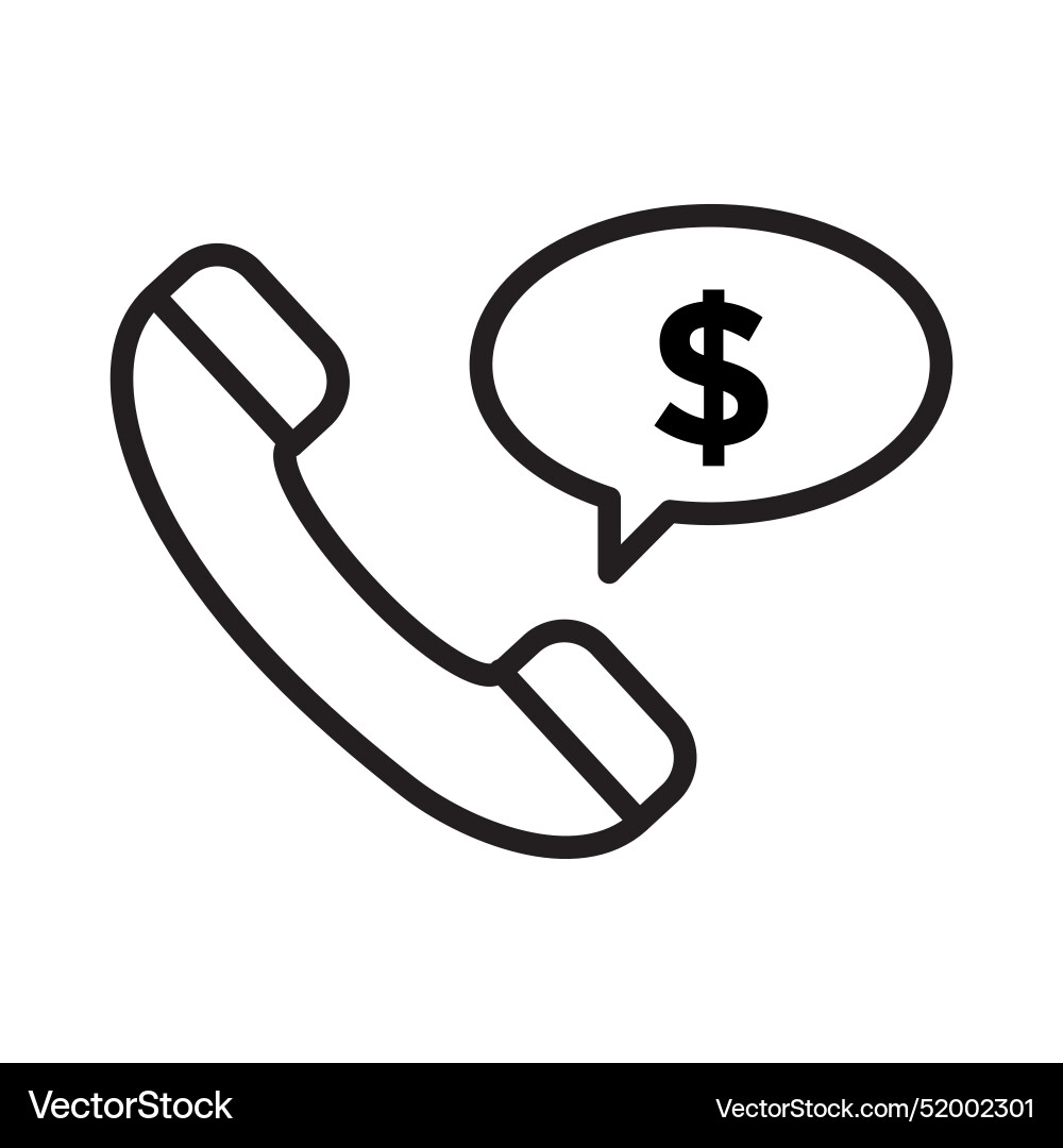Loan call icon line art Royalty Free Vector Image