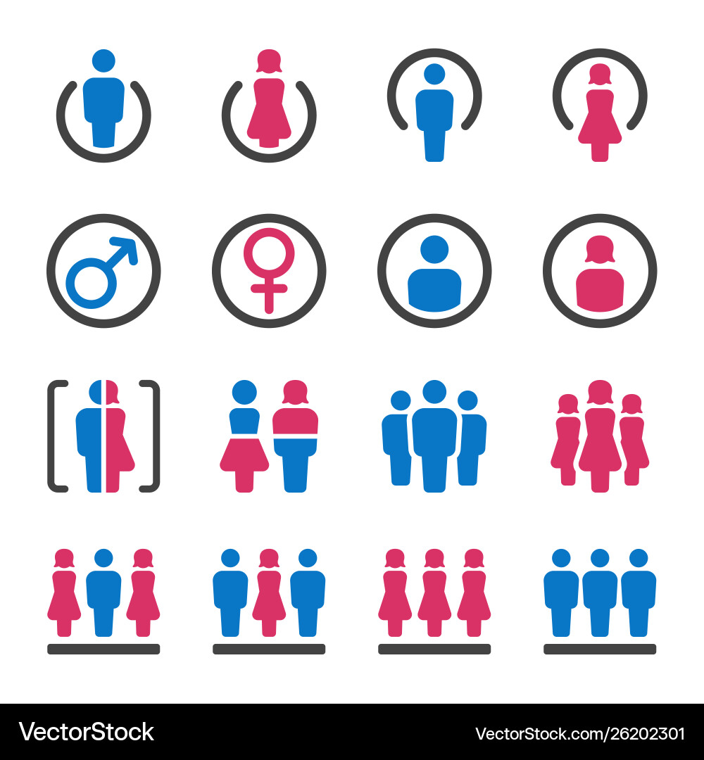 Man And Woman Icon Set Royalty Free Vector Image