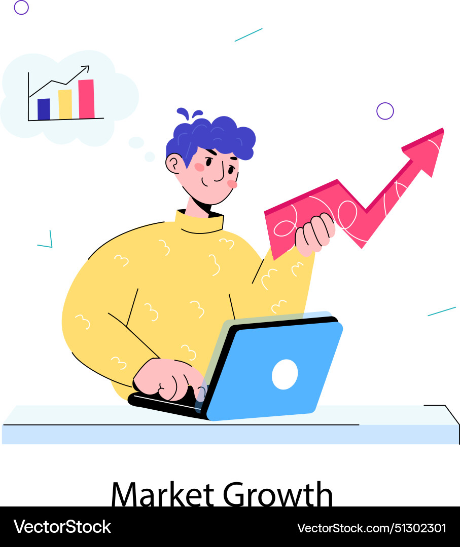 Market growth Royalty Free Vector Image - VectorStock