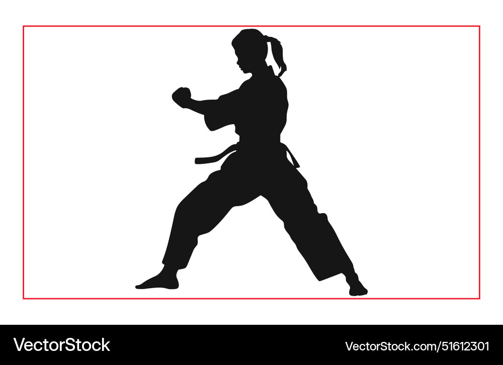 Martial art female karate silhouettes Royalty Free Vector