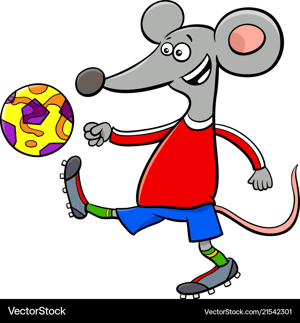 Mouse football player cartoon character Royalty Free Vector