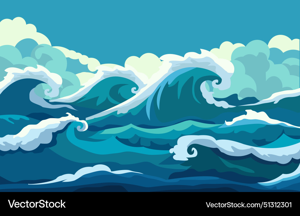 Nature landscape background with blue sea ocean Vector Image