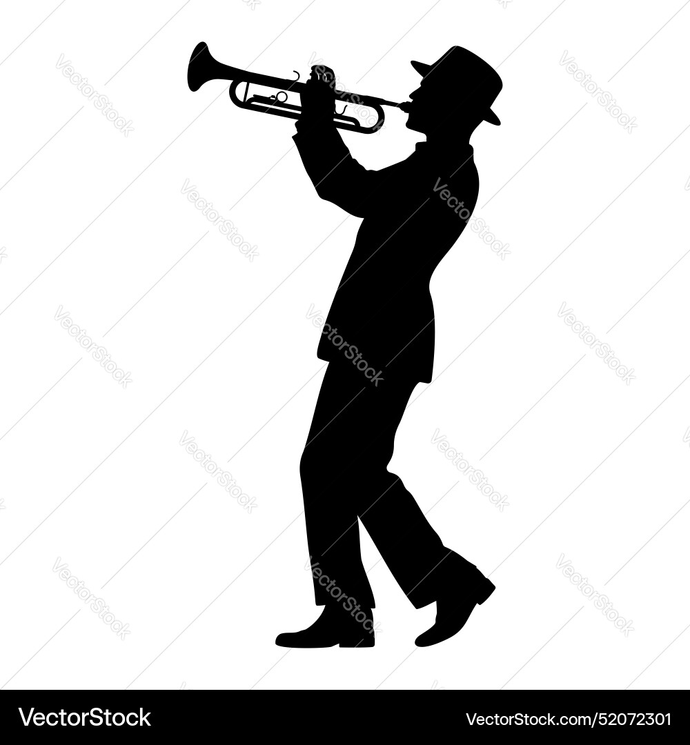 Silhouette of a Trumpet Player Royalty Free Vector Image