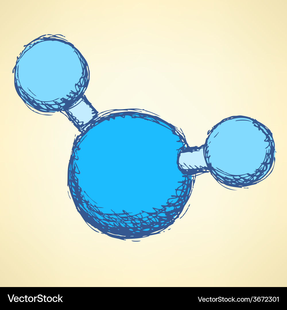Sketch water molecule in vintage style Royalty Free Vector
