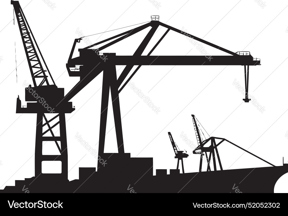 Dockside cargo handler emblem crane design harbor Vector Image
