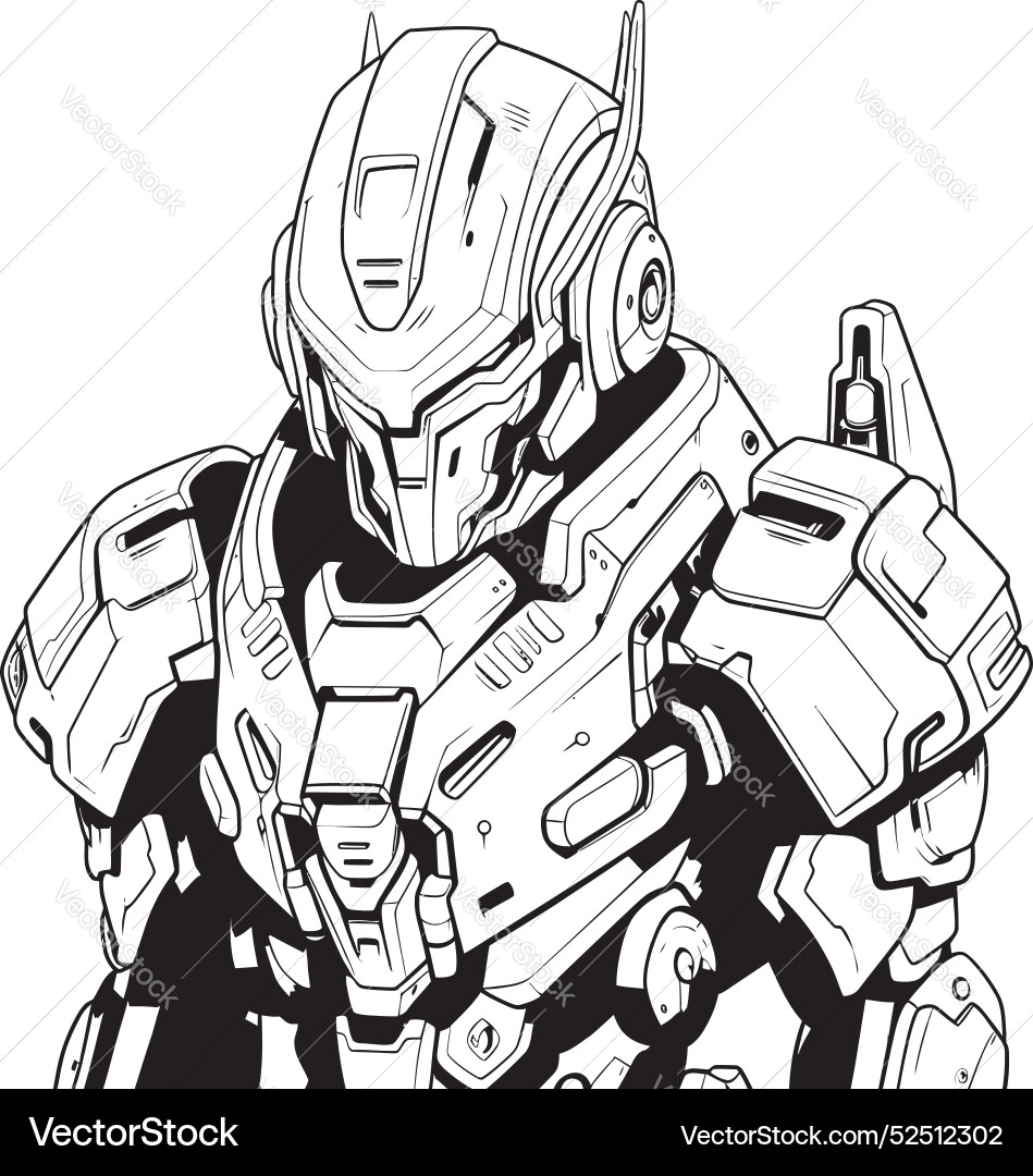 Future flow logo design for cyborg coloring page Vector Image