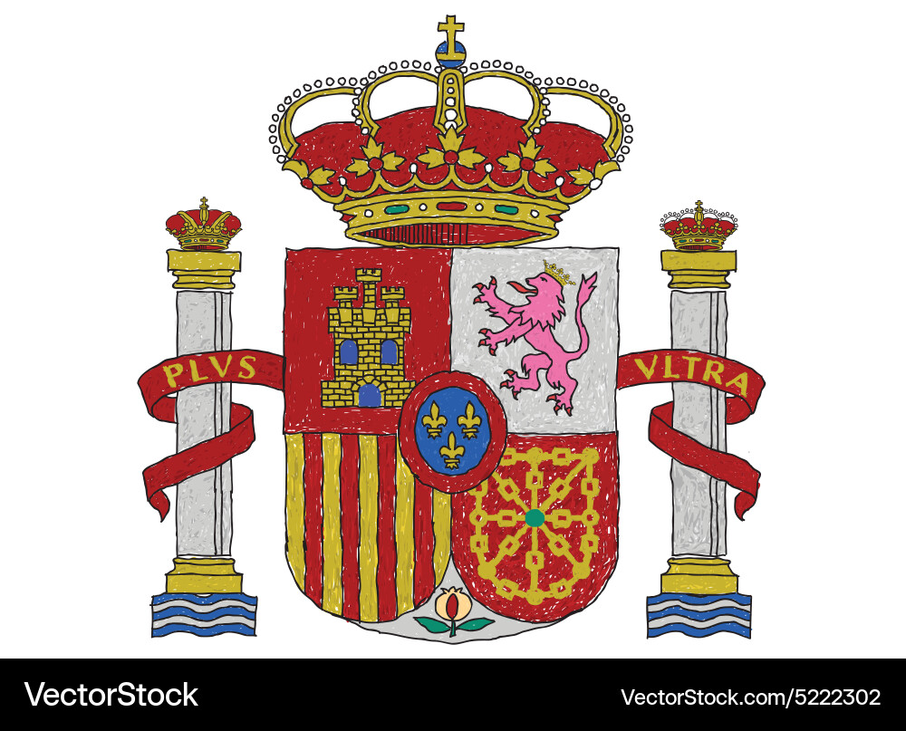 Hand drawn of spain coat arms Royalty Free Vector Image