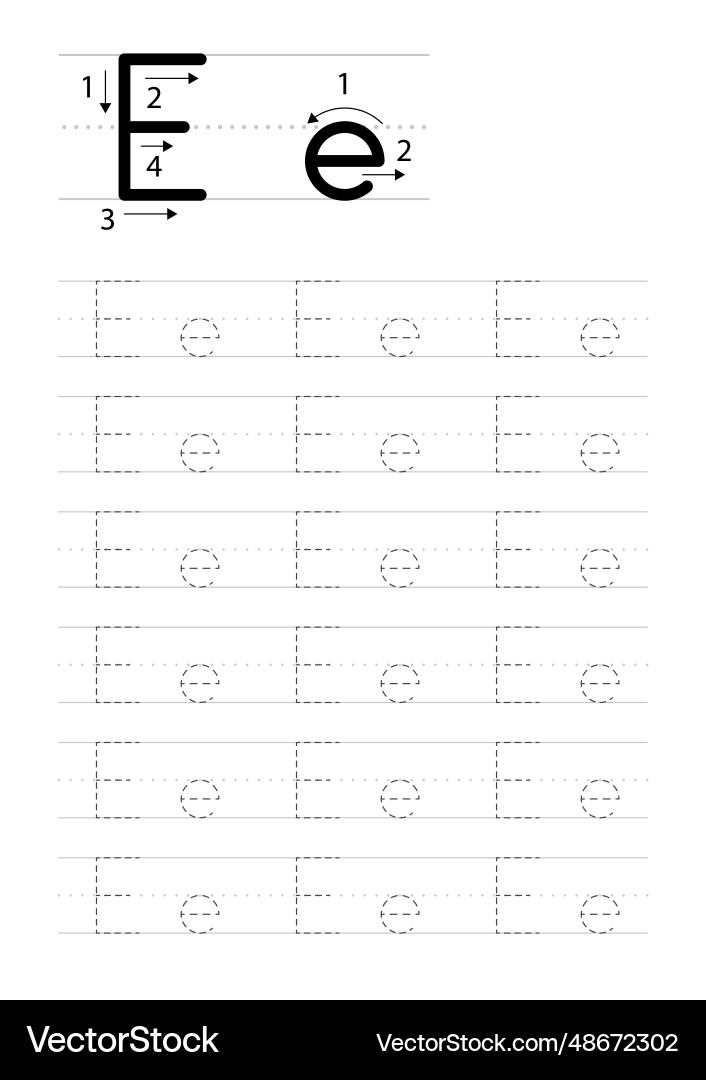 Tracing Letters E Letter E Tracing Alphabet Worksheets Illustration