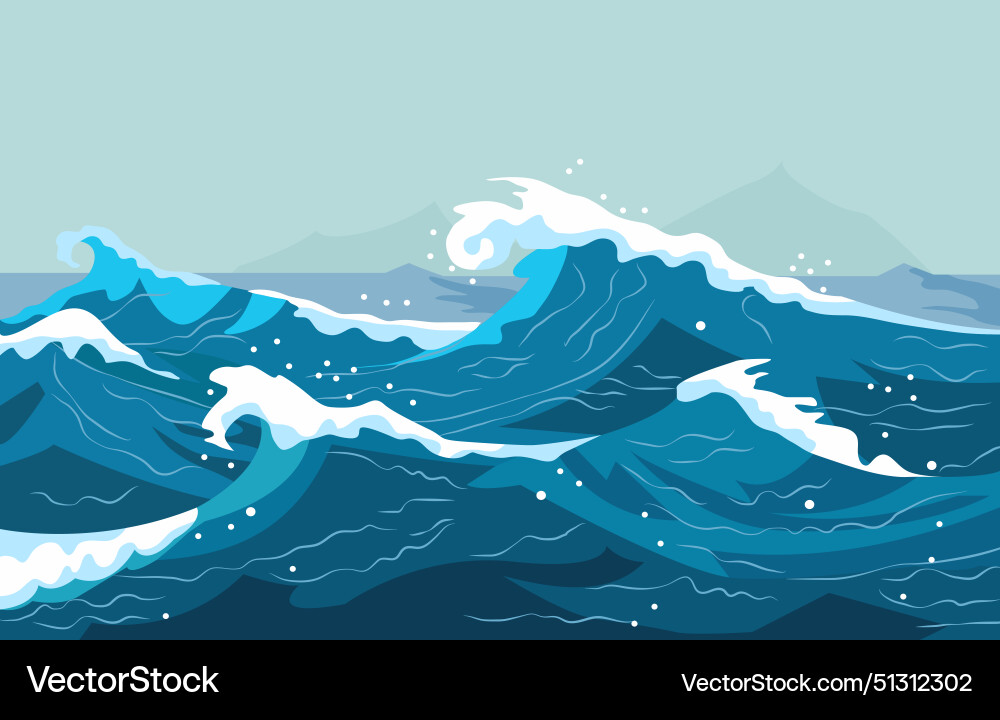 Nature landscape background with blue sea ocean Vector Image