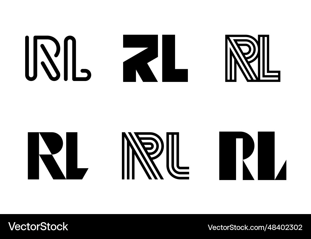 Set of letter rl logos Royalty Free Vector Image