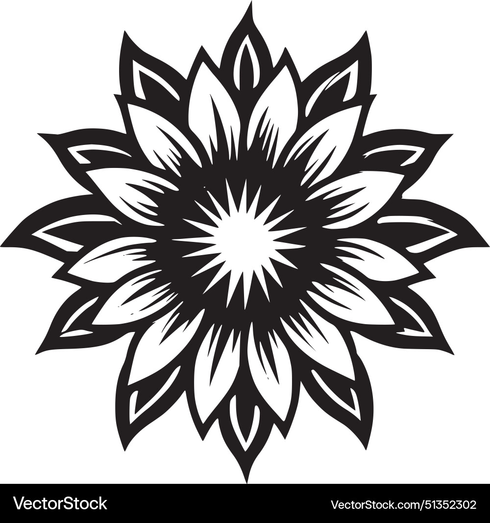 Sunflower - black and white isolated icon Vector Image