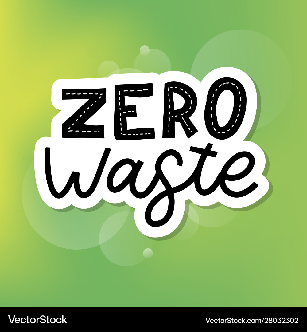 Zero waste lettering text eco green Royalty Free Vector
