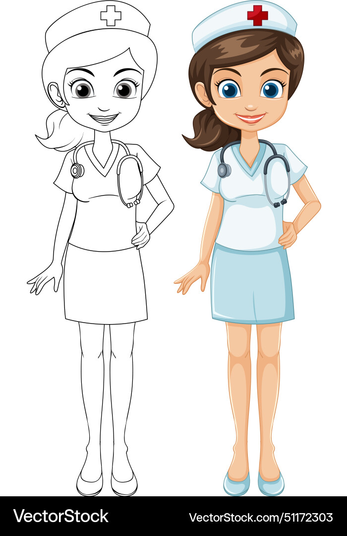 A nurse colored and line art Royalty Free Vector Image