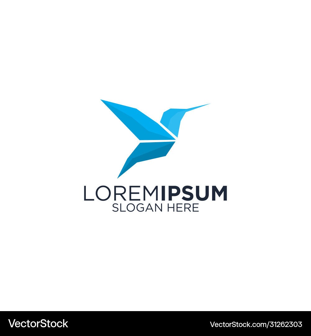 Blue hummingbird logo design templates Royalty Free Vector