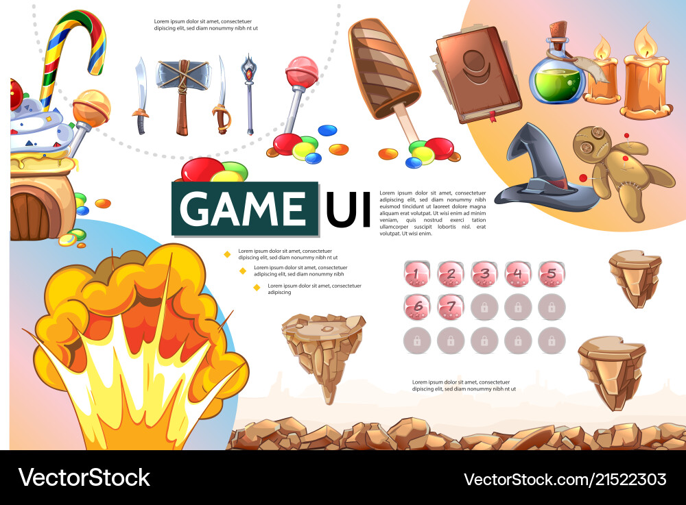 Cartoon mobile game infographic concept Royalty Free Vector