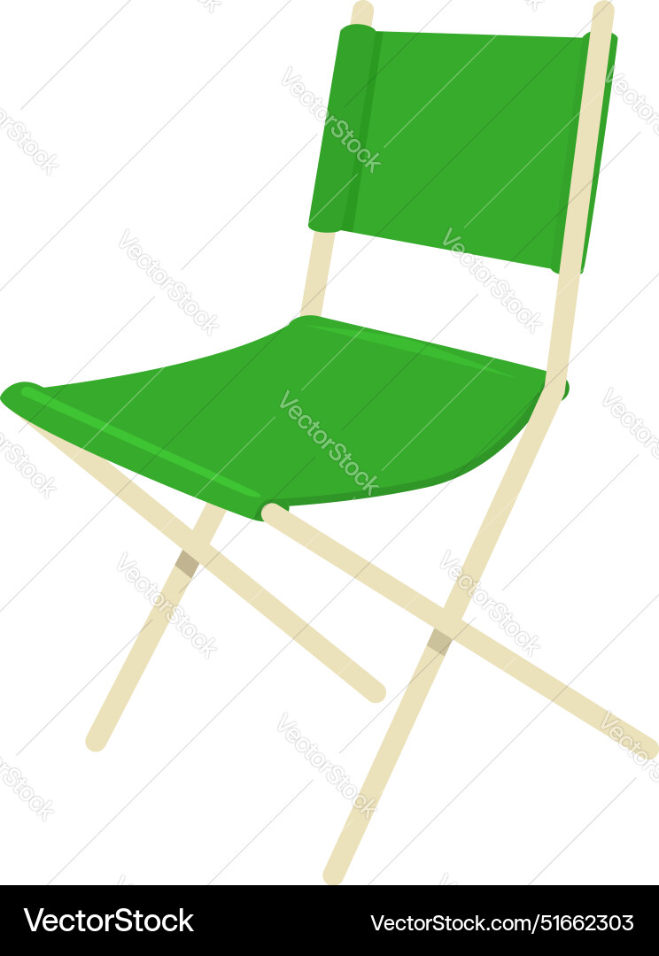 Green folding camping chair standing for hiking Vector Image