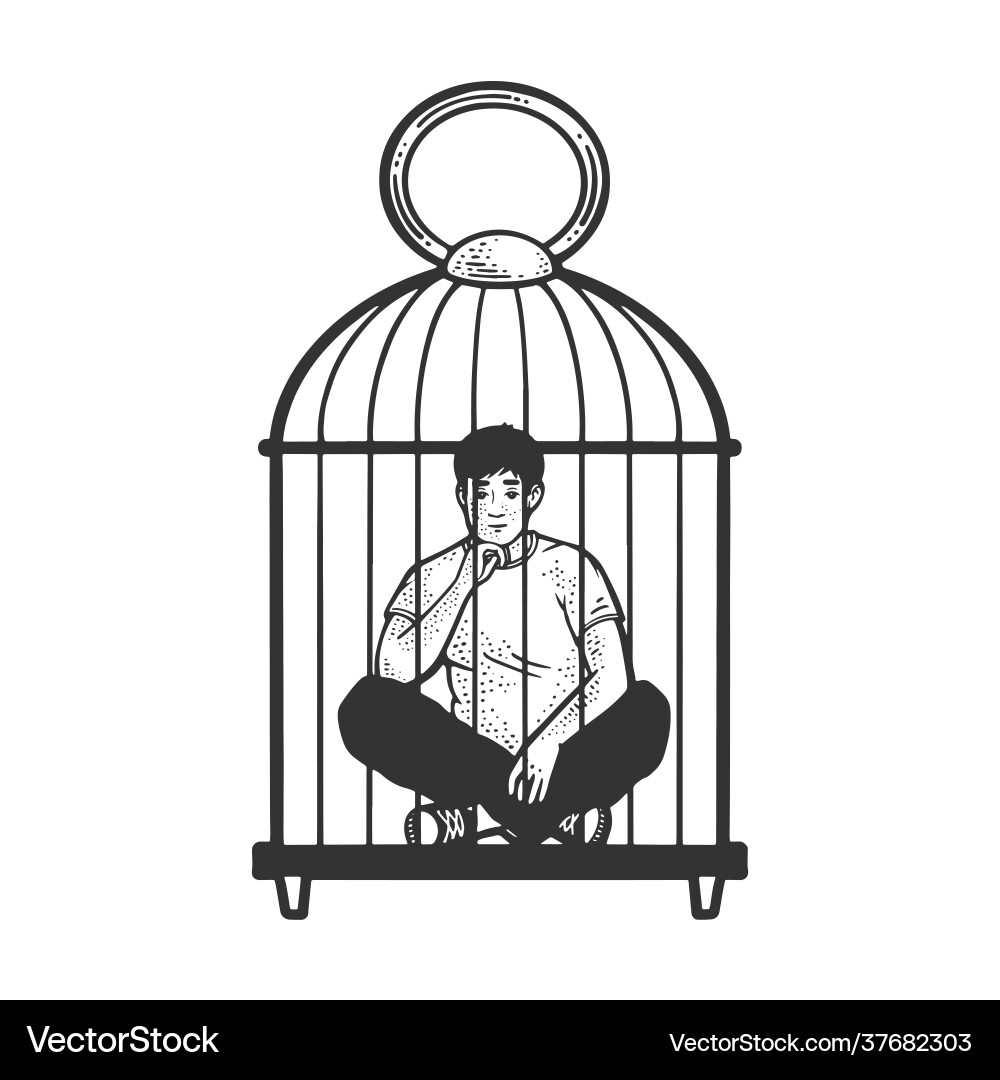 Man in cage sketch Royalty Free Vector Image - VectorStock