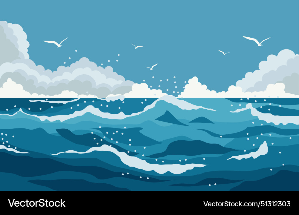 Nature landscape background with blue sea ocean Vector Image